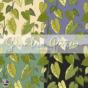 Seamless Pattern Kalo Leaf | Kalo Png | Svg Cut File | Digital Download ...