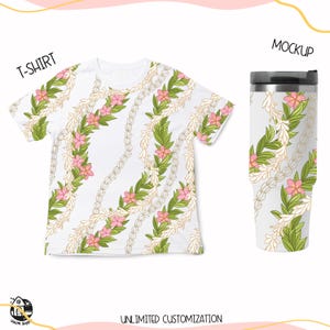 Seamless Pattern Maile Pikake Plumeria Lei | Outline Curve Flower Png ...