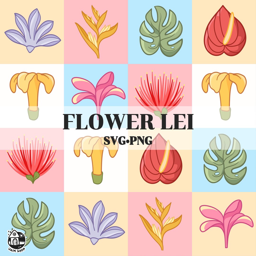 Seamless Pattern Hawaiian Flower Lei Svg | Png Digital Download - Etsy