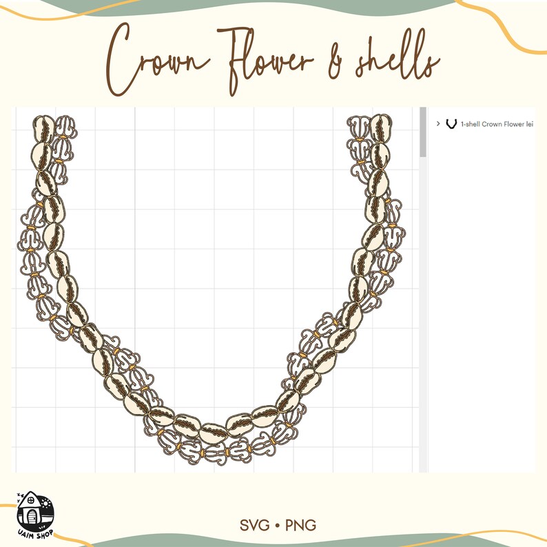 Crown Flower and Seashell Lei Png | Lei Strand Flowers Svg Digital ...