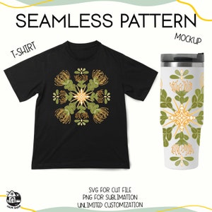Seamless Pattern Ohia Lehua Squares | Flowers Lei Png | Svg Cut File ...