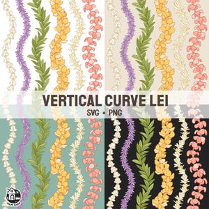 Seamless Pattern Curve and Vertical Lei Flowers | Png | Svg Cut File ...
