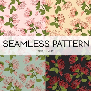 Seamless Pattern Ohia Lehua | Floral Png | Svg Cut File | Digital ...