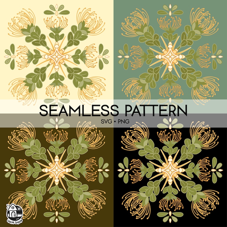 Seamless Pattern Ohia Lehua Squares | Flowers Lei Png | Svg Cut File ...