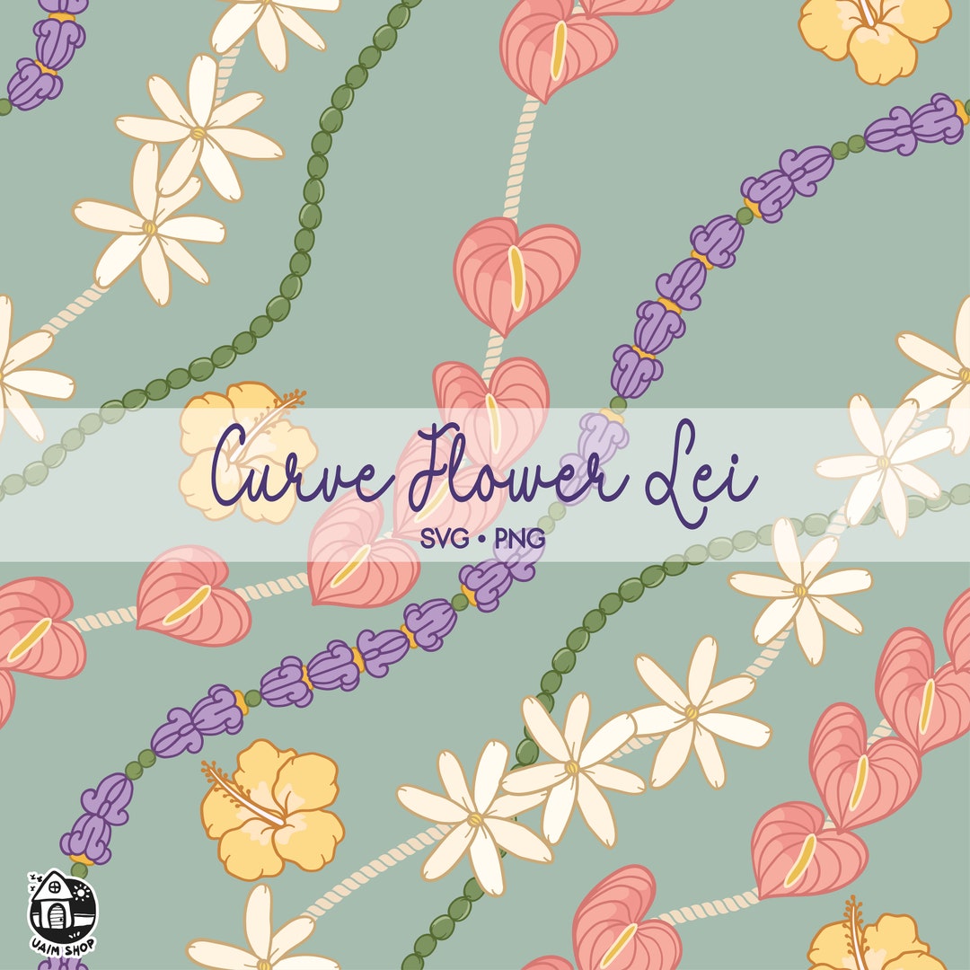 Seamless Pattern Curve Flower Lei Png | Anthurium Hibiscus Tiare Crown ...