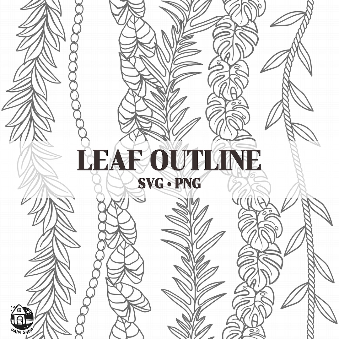 Seamless Pattern Leaf Lei | Outline Curved Lei Png | Digital Download ...