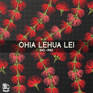 Seamless Pattern Ohia Lehua Lei | Curve Flower Png | Svg Cut File | Lei ...