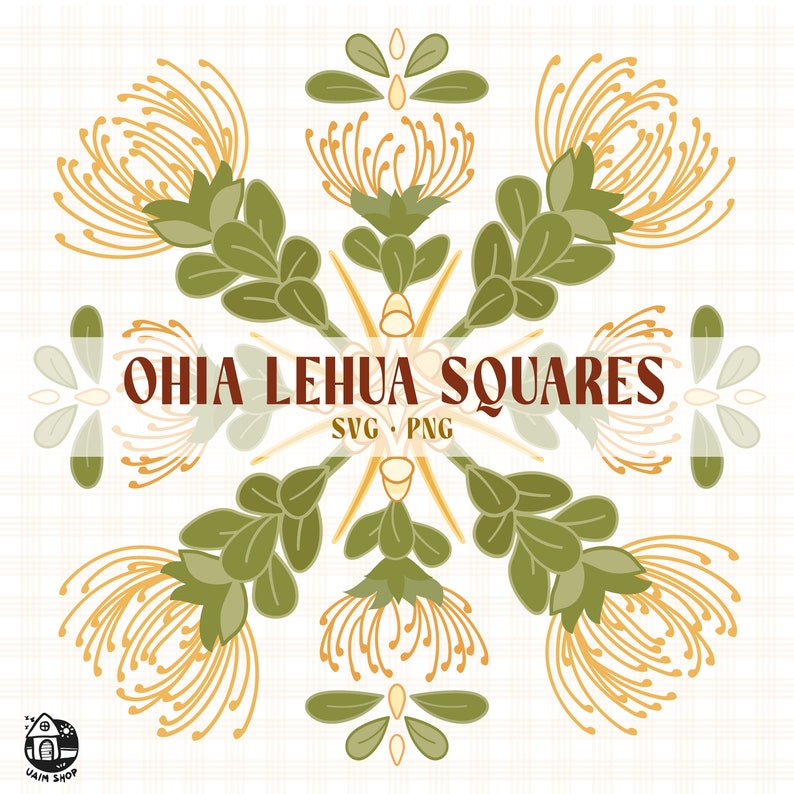 Seamless Pattern Ohia Lehua Squares | Flowers Lei Png | Svg Cut File ...