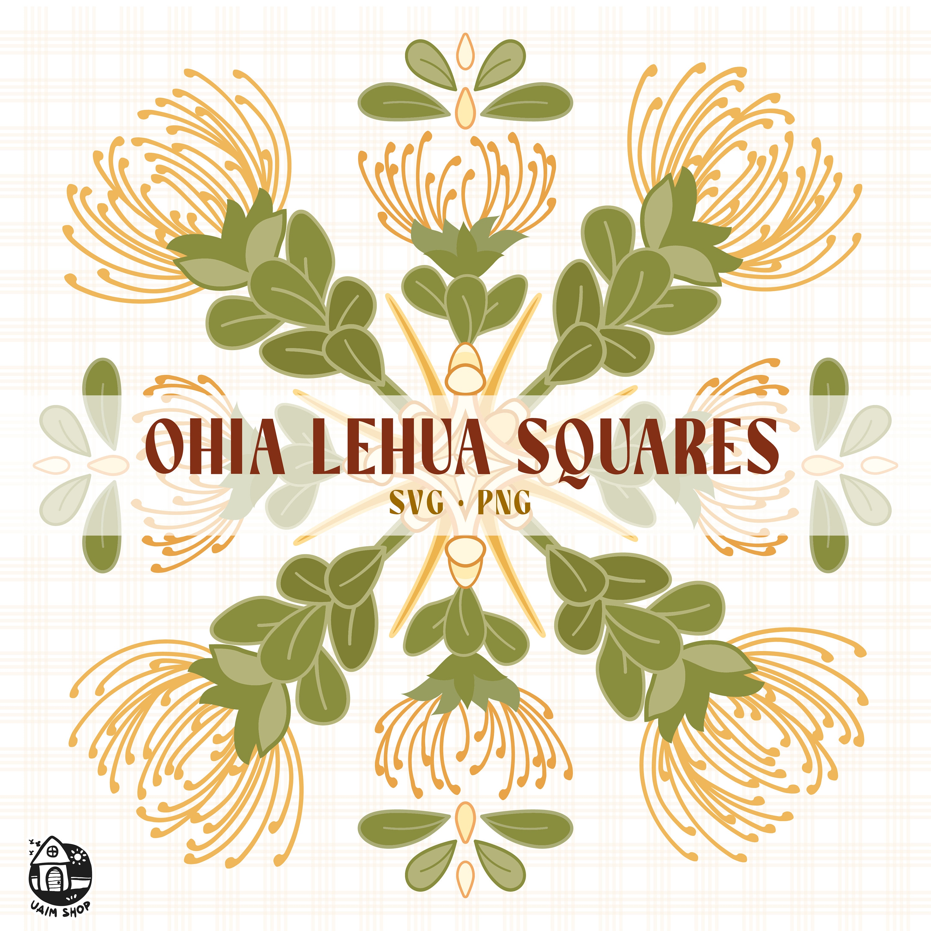 Seamless Pattern Ohia Lehua Squares | Flowers Lei Png | Svg Cut File ...