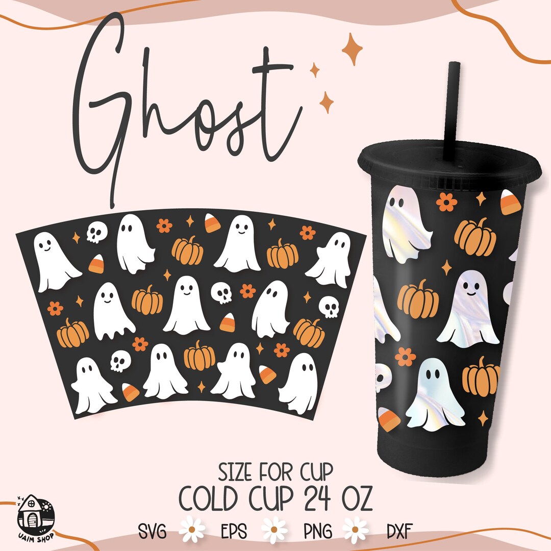Halloween Ghost Pumpkin Full Wrap Cold Cup 24 Oz Ghost No - Etsy