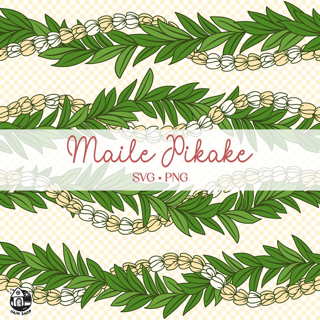 Seamless Pattern Pikake and Maile Lei | Twist Flower Lei | Svg Cut File ...