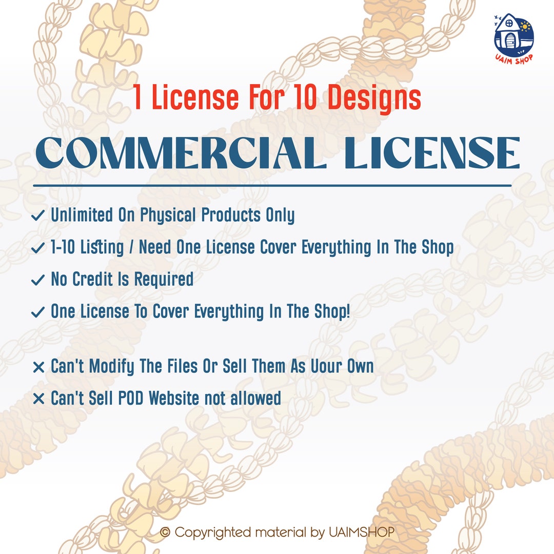 Commercial License One License for 10 Designs | Covers All Design From ...