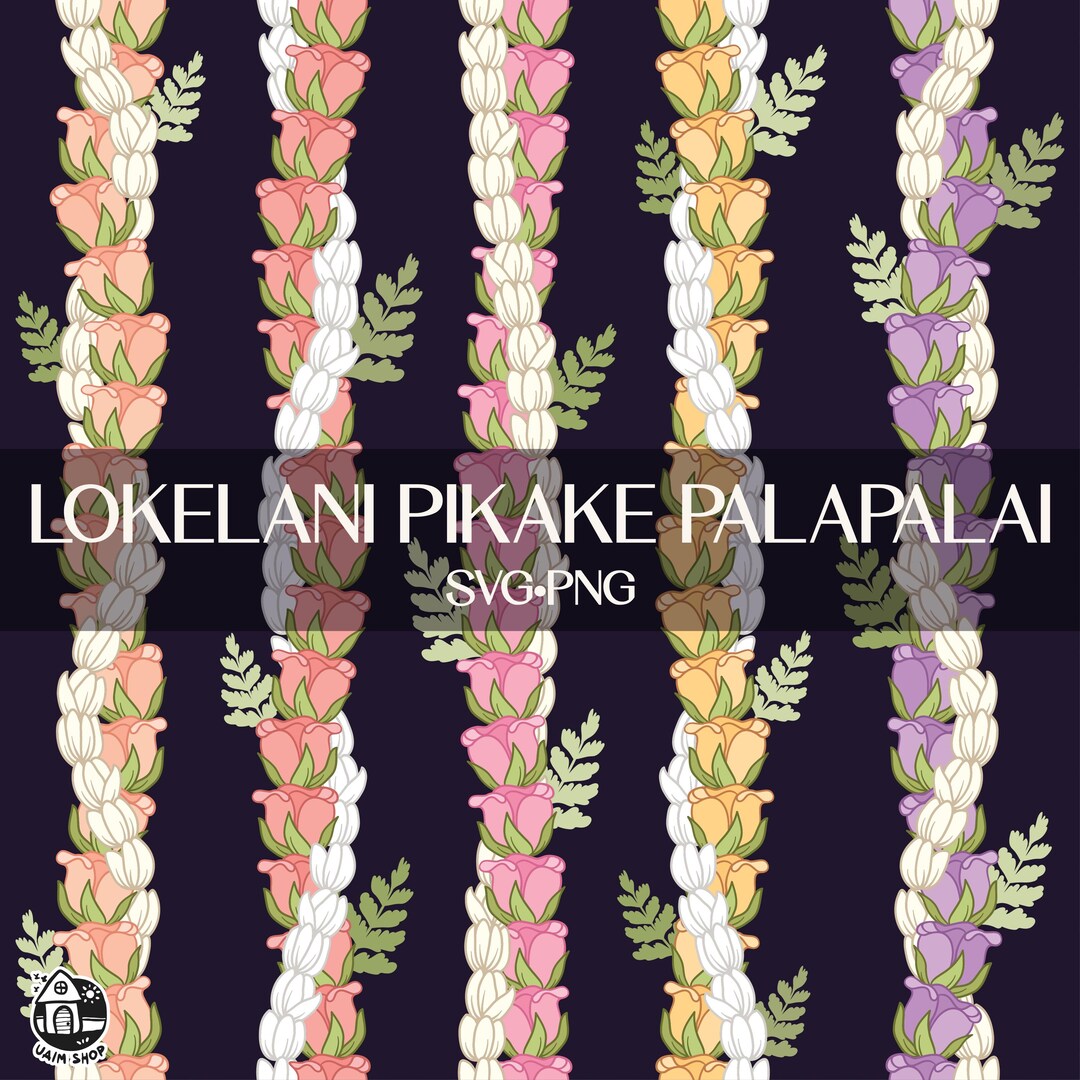 Seamless Pattern Lokelani Pikake and Palapalai | Vertical Lei Flower ...