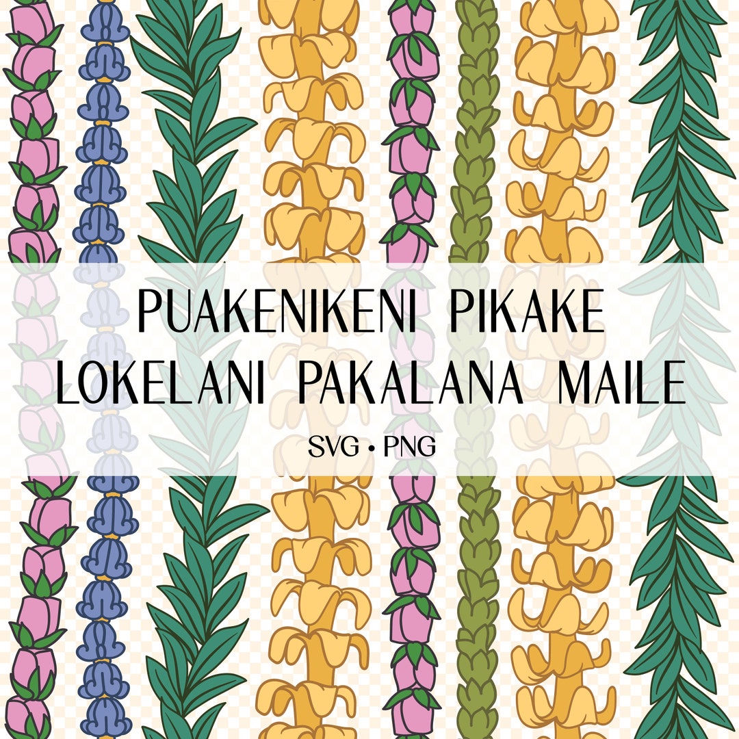 Seamless Pattern Puakenikeni Crown Flower Pakalana and Lokelani Lei ...