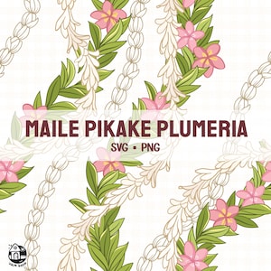Seamless Pattern Maile Pikake Plumeria Lei | Outline Curve Flower Png ...