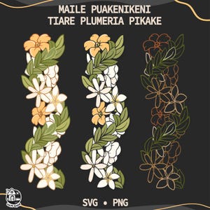 Maile Puakenikeni Tiare Plumeria Pikake Lei Svg | Twist Flower Lei ...