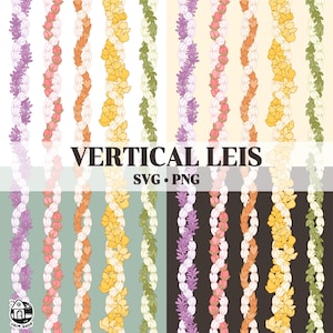 Seamless Pattern Vertical Curve Lei Flower Png | Twist Lei Digital ...