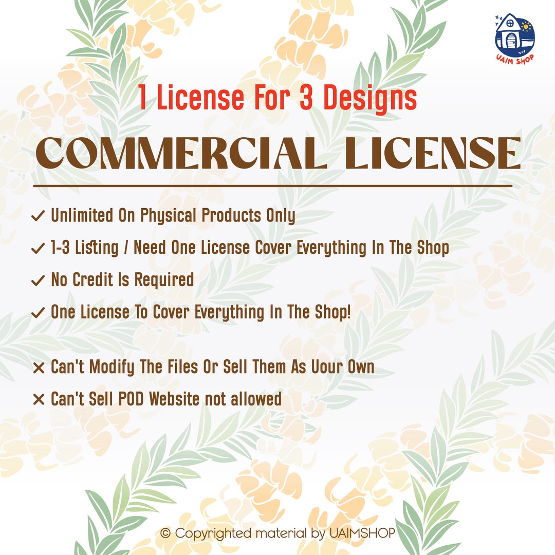 Commercial License One License for 3 Designs | Covers All Design From ...