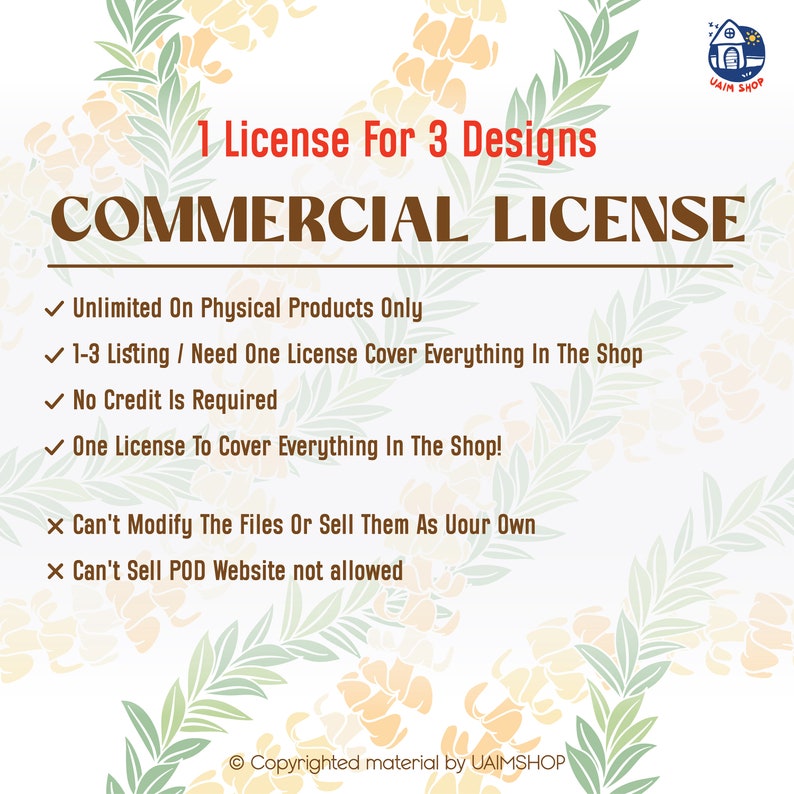 Commercial License One License for 3 Designs | Covers All Design From ...