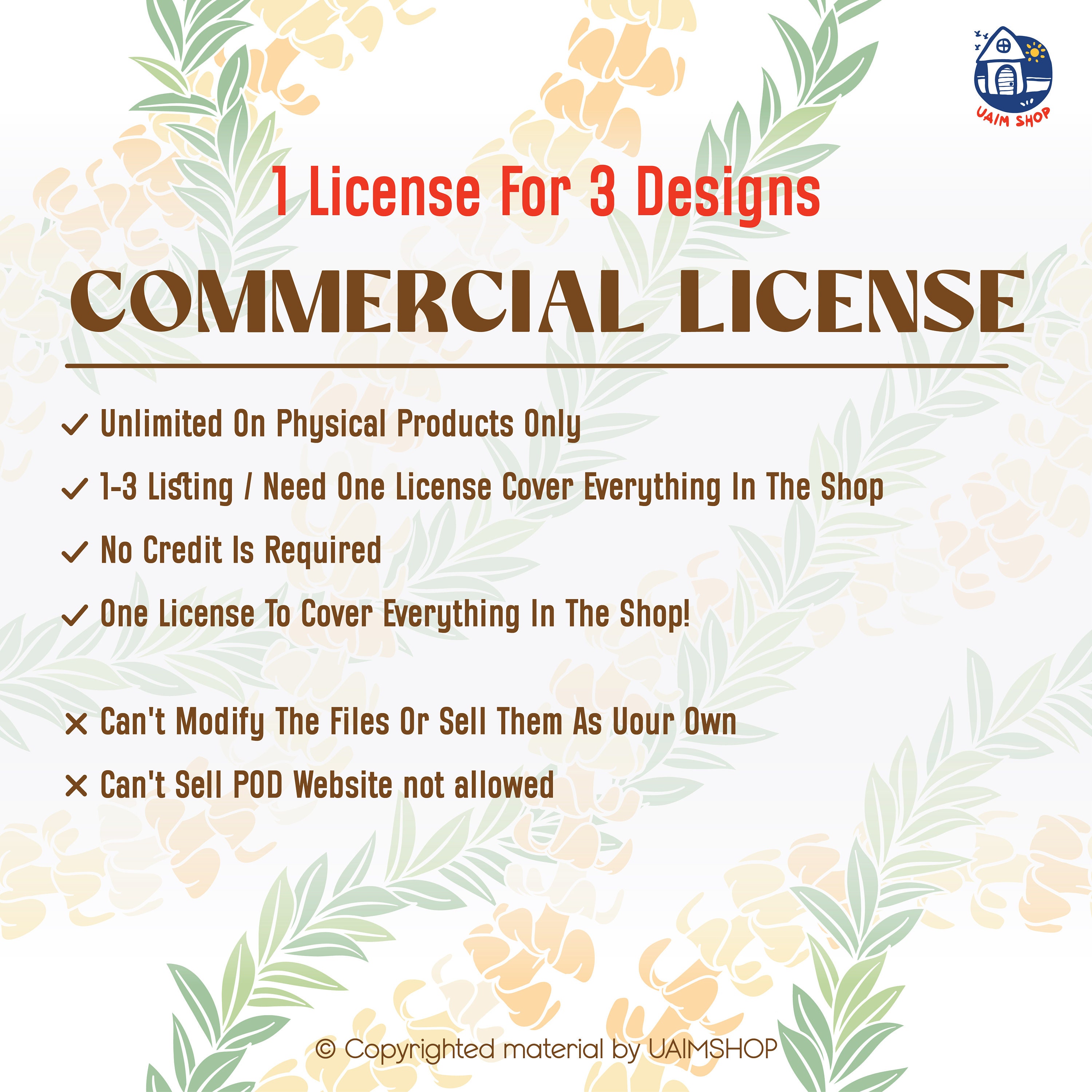 Commercial License One License for 3 Designs | Covers All Design From ...