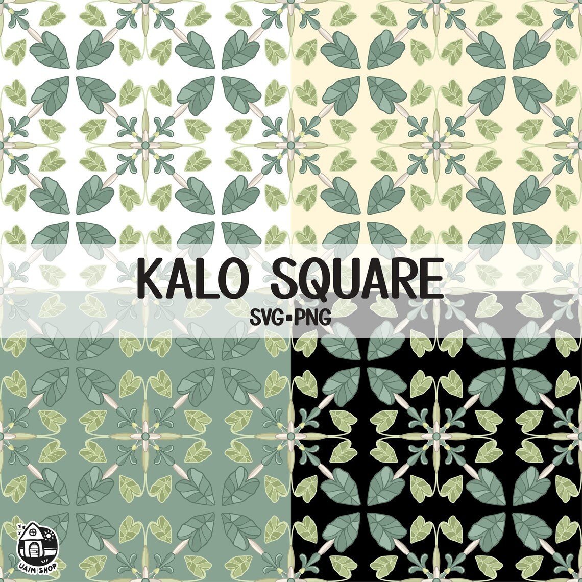 Seamless Pattern Kalo Leaf Squares Svg Cut File | Lei Digital Download ...