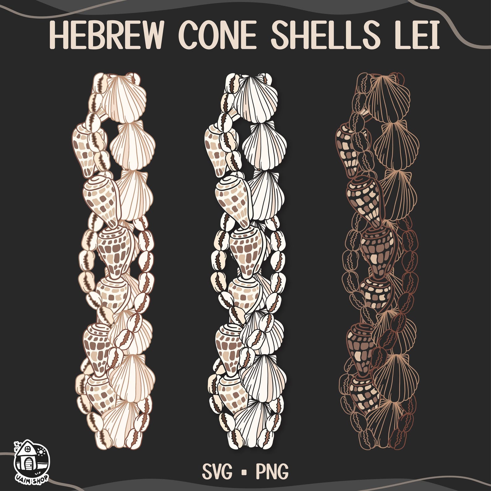 Seashell Hebrew Cone Shell Lei Svg | Vertical Lei Digital Download - Etsy