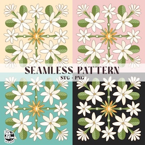 Seamless Pattern Tiare Flower Floral Png Squares Tiare Flower Svg Cut ...