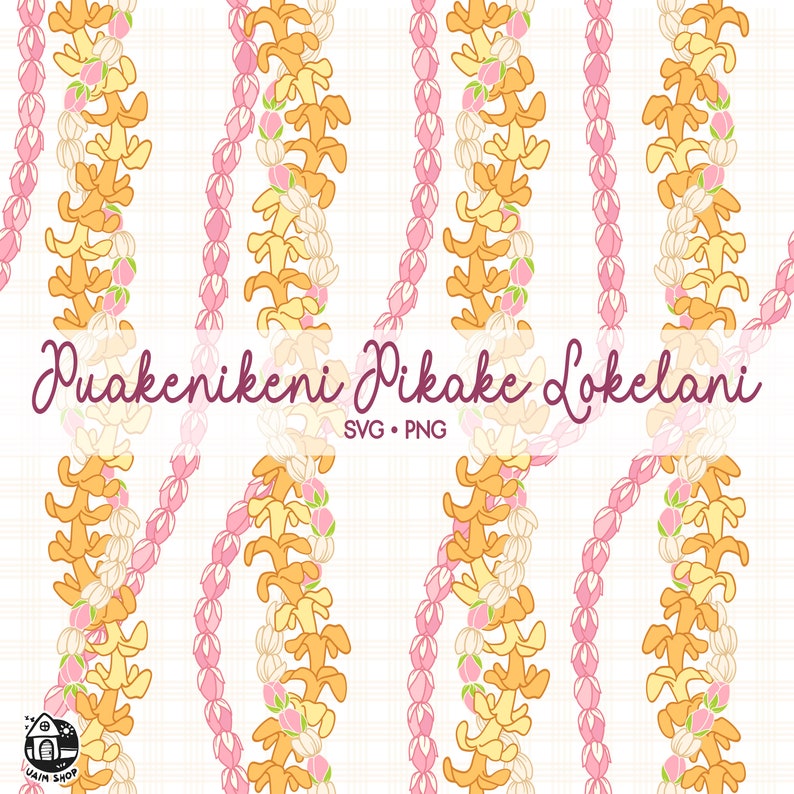 Seamless Pattern Puakenikeni Pikake and Lokelani Lei | Curve Flower ...