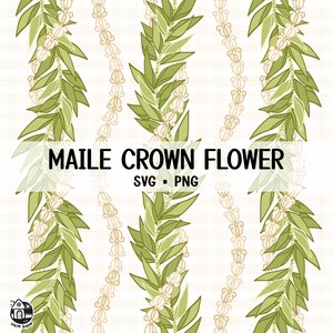 Seamless Pattern Vertical Maile & Pikake Lei | Twist Flower Lei Png ...