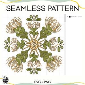 Seamless Pattern Ohia Lehua Squares Flowers Lei Png Ohia Lehua Svg Cut ...