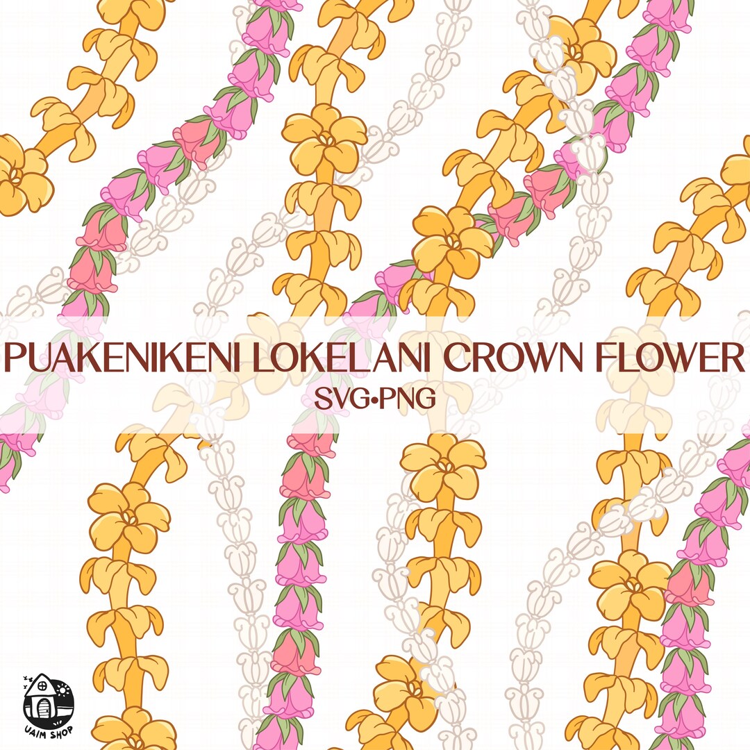 Seamless Pattern Puakenikeni Lokelani Crown Flower Lei | Curve Flower ...