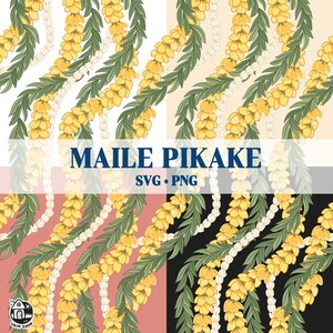 Seamless Pattern Ilima Maile Pikake Lei Png | Curve Flower Svg ...
