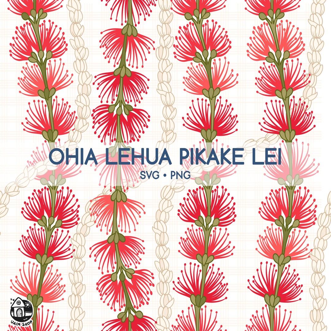 Seamless Pattern Ohia Lehua and Pikake Lei Png | Svg Cut File | Lei ...