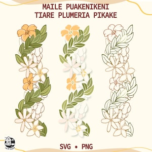 Maile Puakenikeni Tiare Plumeria Pikake Lei Svg | Twist Flower Lei ...