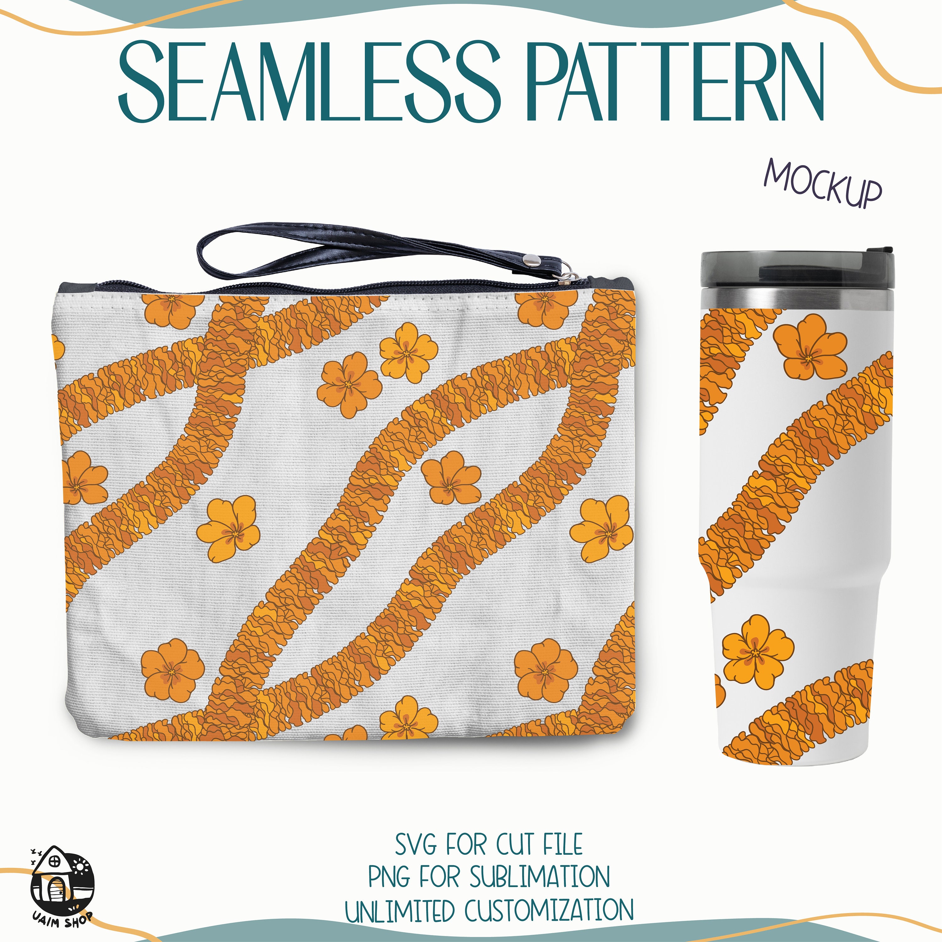 Seamless Pattern Ilima Lei Png Curve Floral Lei Png Twist Lei Svg Cut ...