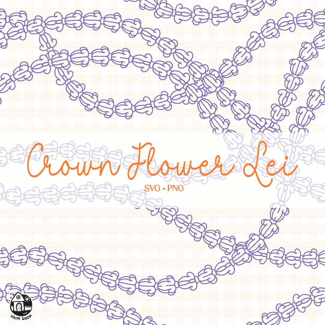 Seamless Pattern Outline Crown Flower Lei | Curved Floral Lei Png ...
