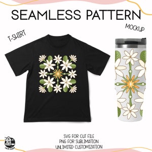 Seamless Pattern Tiare Flower Floral Png Squares Tiare Flower Svg Cut ...