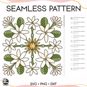 Seamless Pattern Tiare Flower Floral Png Squares Tiare Flower Svg Cut ...