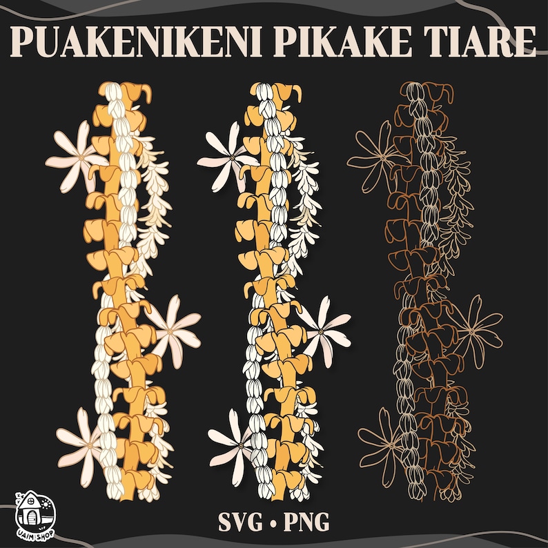 Twist Puakenikeni Pikake Lei and Tiare Flower Svg | Lei Digital ...