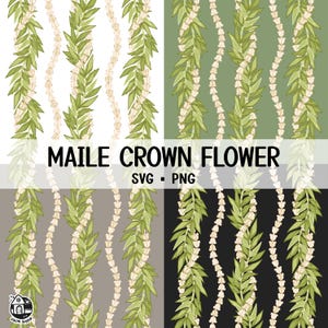 Seamless Pattern Vertical Maile & Pikake Lei | Twist Flower Lei Png ...