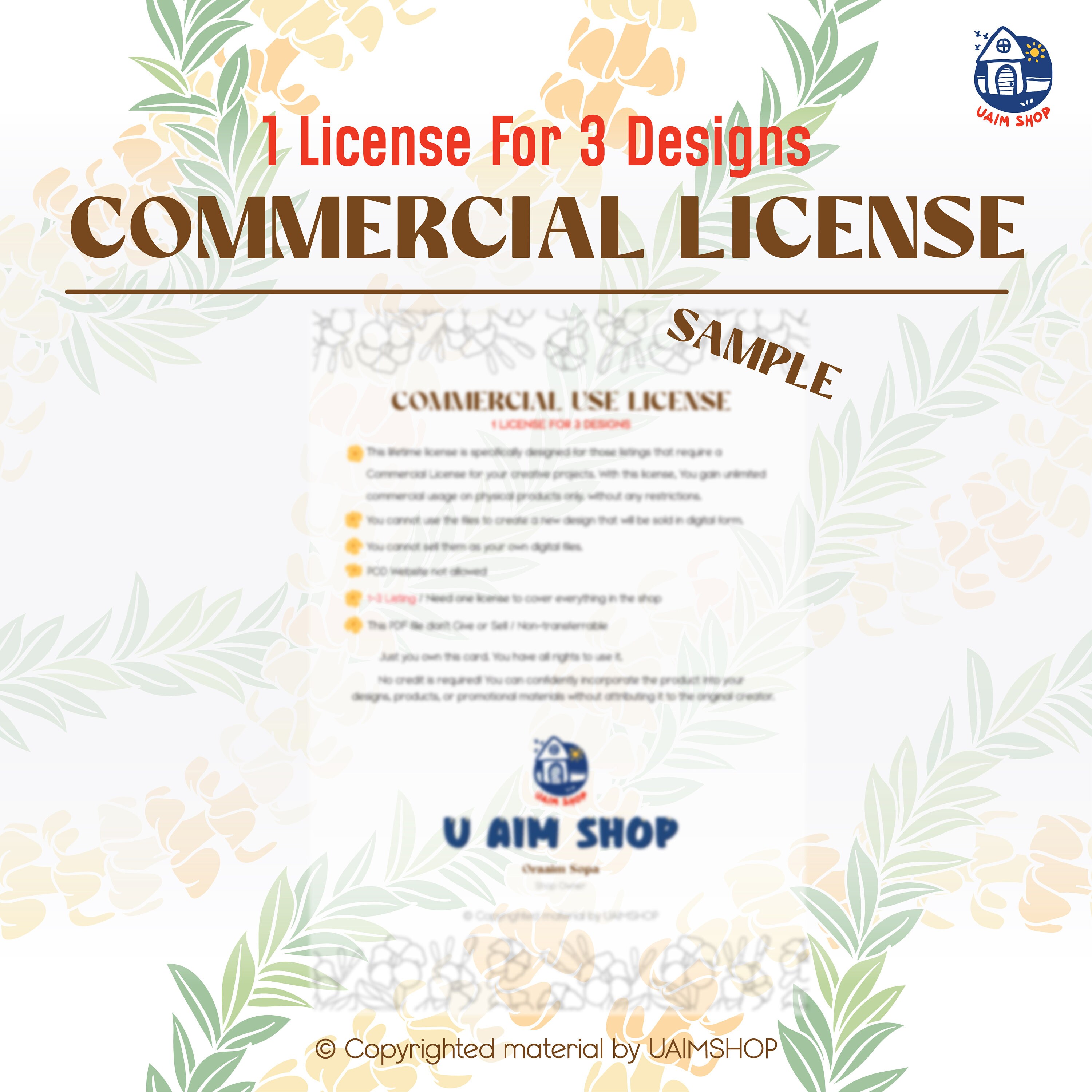 Commercial License One License for 3 Designs | Covers All Design From ...