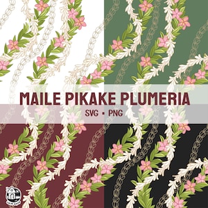 Seamless Pattern Maile Pikake Plumeria Lei | Outline Curve Flower Png ...