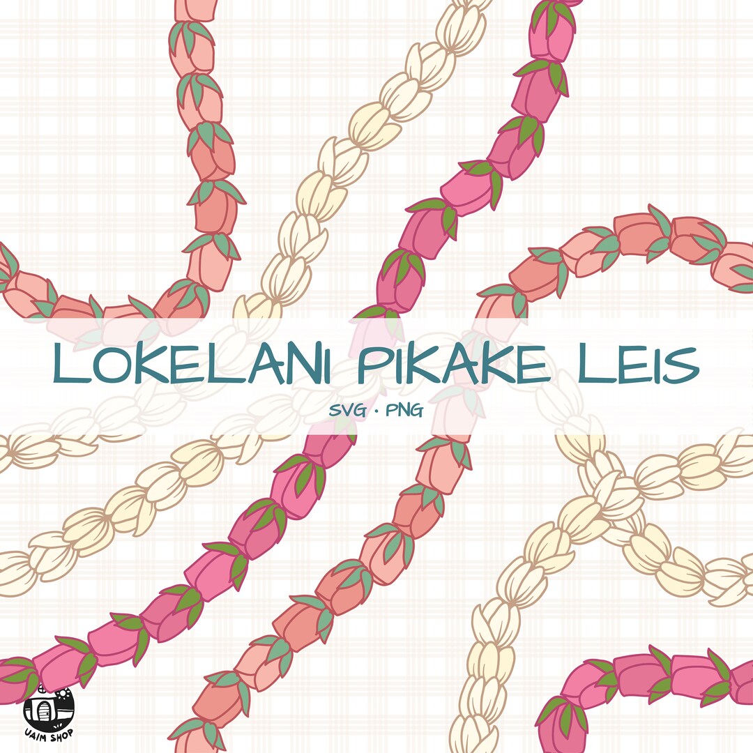 Seamless Pattern Lokelani and Pikake Lei | Twist Lei PNG | Curve Lei ...