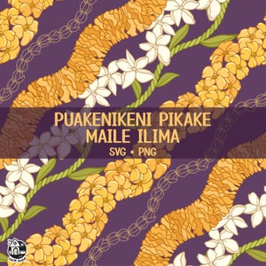 Seamless Pattern Puakenikeni Pikake Maile and Ilima Lei | Curve Lei ...