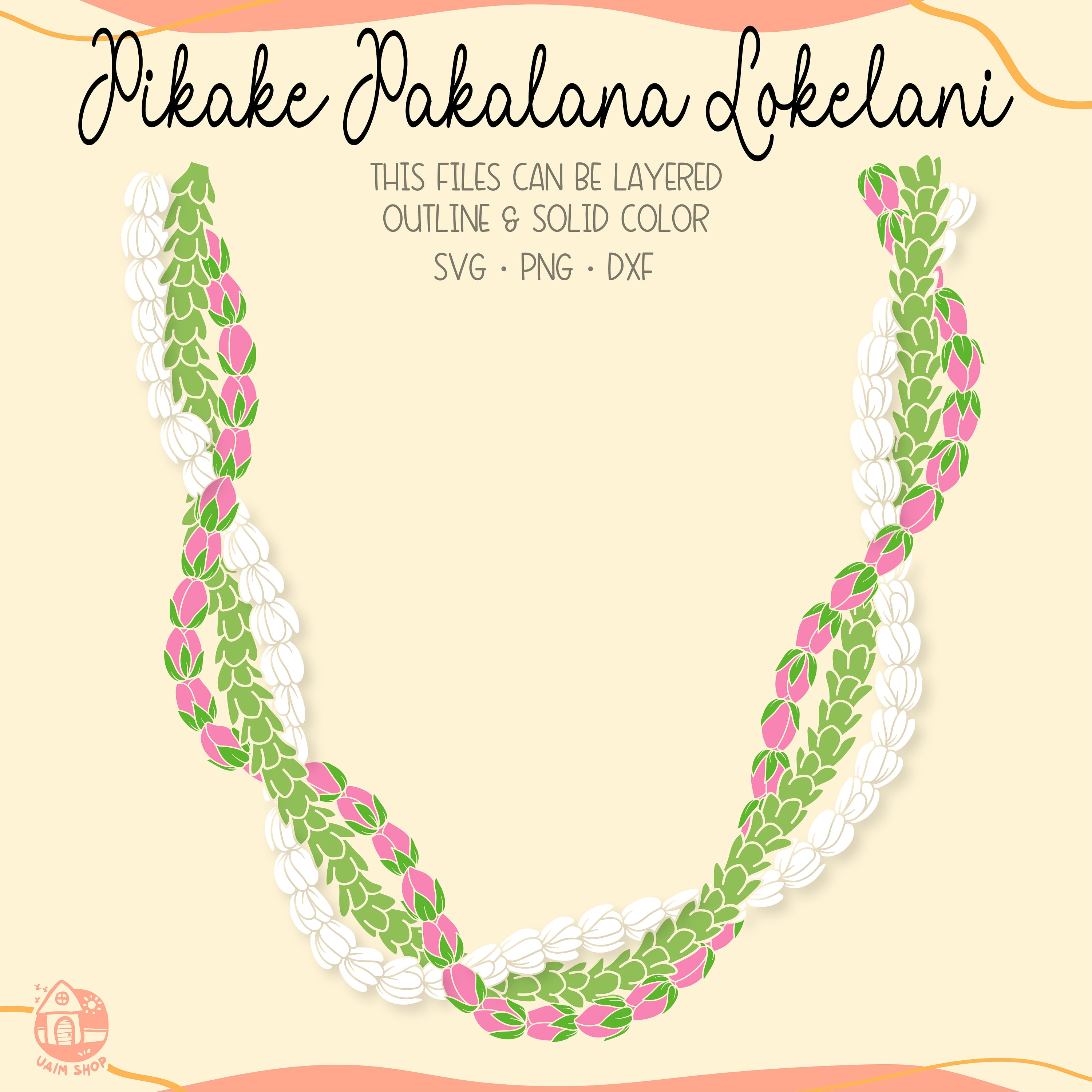Pakalana Pikake Lokelani Lei | Twist Lei Flower Svg Cut File | Digital ...