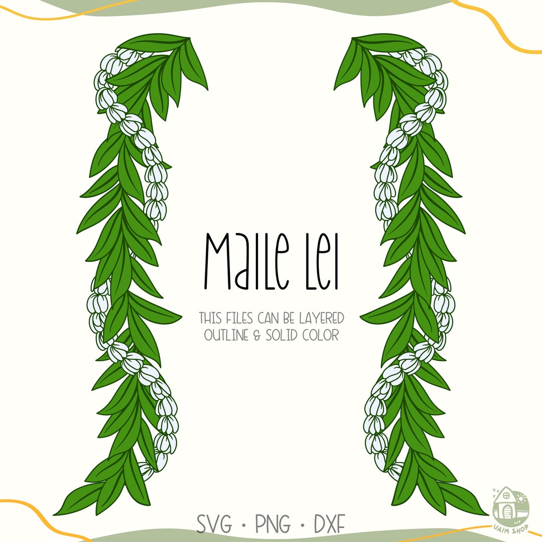 Maile and Pikake Lei Svg | Lei Strand Svg | Floral Lei Svg | Curved Lei ...