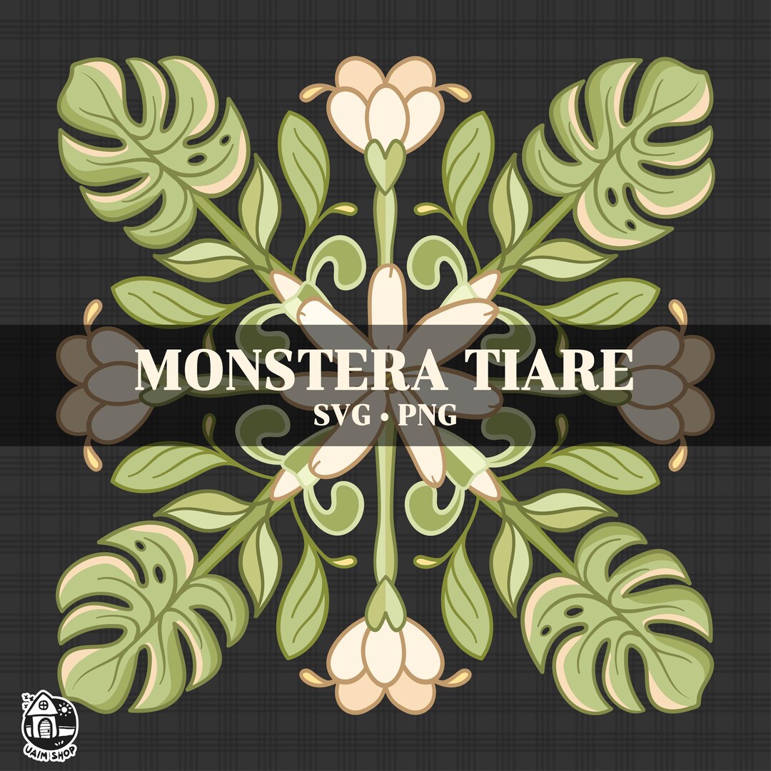 Seamless Pattern Monstera and Tiare Squares | Flower Lei Png | Leaf Png ...