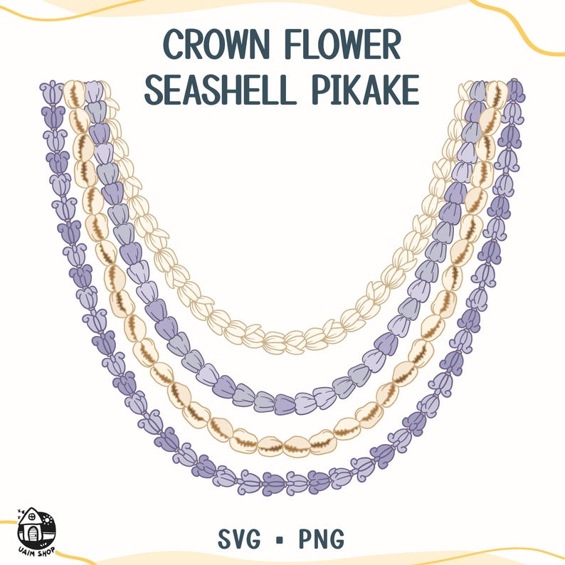 Crown Flower Seashell Pikake Lei Svg | 4 Leis Png Digital Download - Etsy