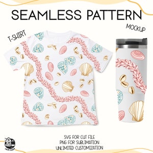 Seamless Pattern Seashell Lei | Hebrew Cone Shell Png | Seashell Lei ...
