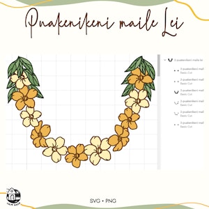 Puakenikeni and Maile Lei | Curve Lei Flower Png | Cut File Digital ...